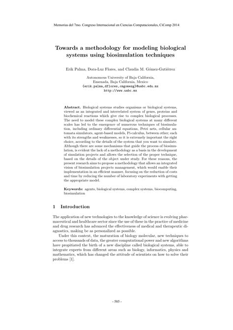 Pdf Towards A Methodology For Modeling Biological Systems Using