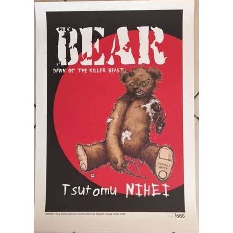 Tsutomu Nihei Bear Manga Numéroté 666ex 48x69cm Affiche Poster