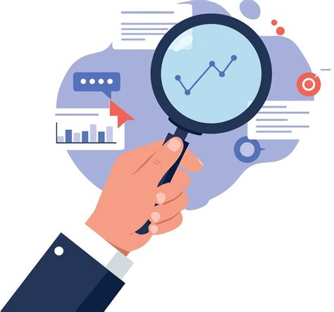 Hand Holding Magnifying Glass Analyzing Data Trends With Flat Design