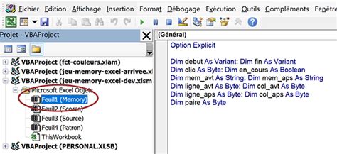 Créer le jeu du Memory en VBA Excel