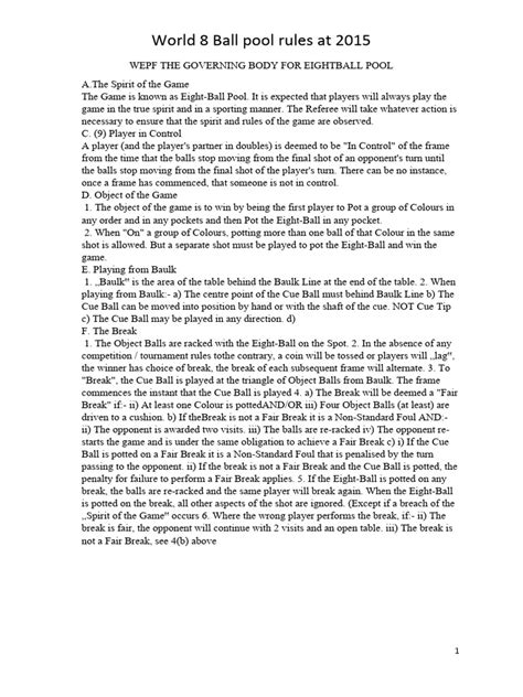 Pool Rules Pdf Snooker Pool Cue Sports
