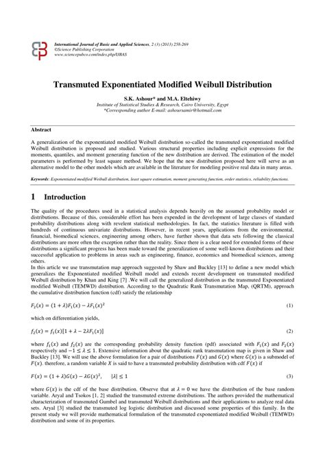 Pdf Transmuted Exponentiated Modified Weibull Distribution