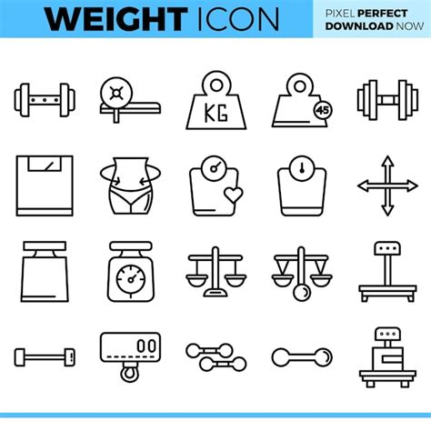 Conjunto De Iconos De Peso Vectorial Vector Premium