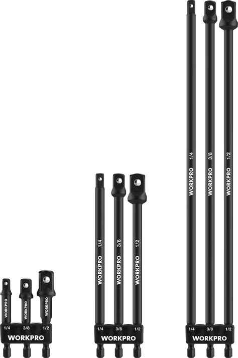 Workpro 9 Piece Socket Adapter Extension Set 14 38 12 Inch Drive Workpro 9 Piece Socket Adapter Extension Set 14 38 12 Inch Drive