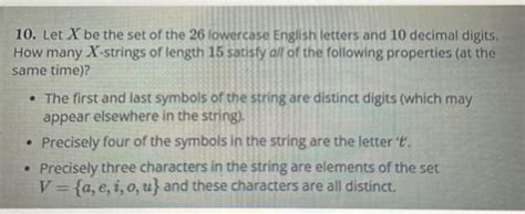 Solved Let X Be The Set Of The 26 Lowercase English Chegg