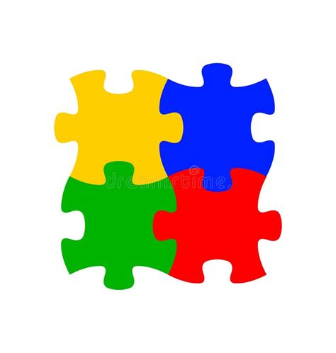 4 Simple Puzzle Pieces Connected Together Stock Vector Illustration Of Puzzle Square 345262622