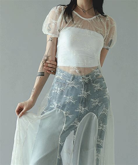 [국내고퀄 여리감성] 시스루 레이스 퍼프 롱 원피스 Bc0242