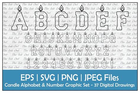 Birthday Candle Letter Alphabet And Numbers Outlines Clipart