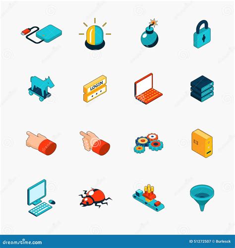 Isometric 3d Internet Security Web Icons Stock Vector Illustration Of