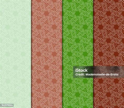 Set Pola Mulus Abstrak Dalam Warnawarna Cerah Yang Halus Ornamen