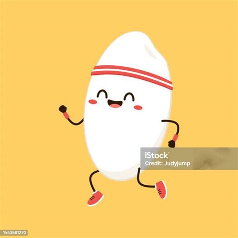 쌀 캐릭터 디자인 노란색 배경에 쌀 벡터입니다 벼 벡터입니다 갈색에 대한 스톡 벡터 아트 및 기타 이미지 갈색 건강한