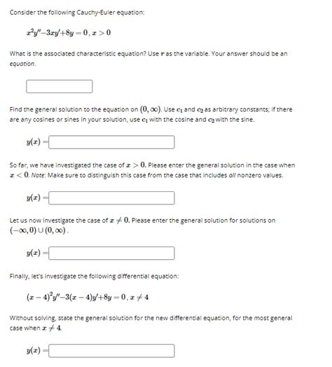 Solved Consider The Following Cauchy Euler Chegg
