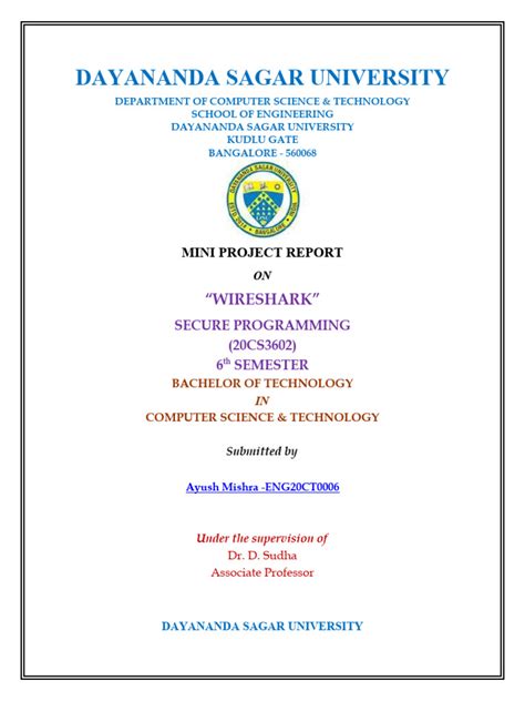 Wireshark Report Ayush Mishra Eng20ct0006 Pdf
