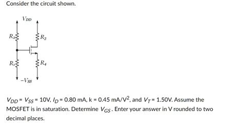 Solved Consider The Circuit Shown Vdd Vpd Vss 10v Ip 080 Ma