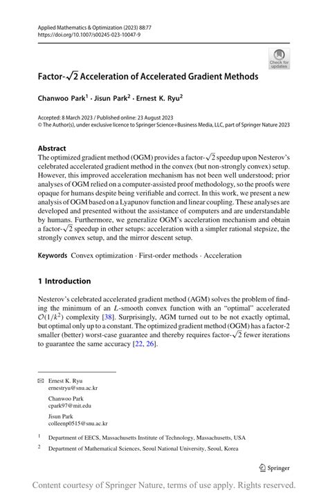Factor Sqrt 2 Acceleration Of Accelerated Gradient Methods