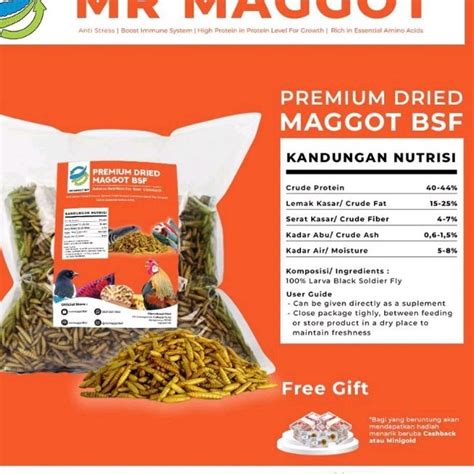 Jual MR MAGGOT Maggot Magot Kering Dry Maggot Grade PREMIUM 250gram