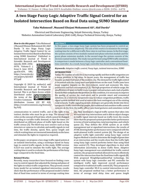 A Two Stage Fuzzy Logic Adaptive Traffic Signal Control For An Isolated Intersection Based On