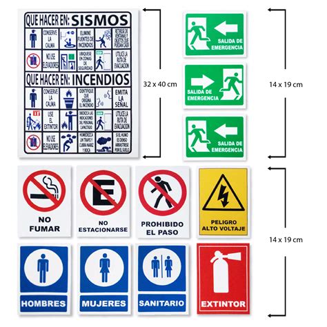 Señalamientos De Protección Civil Paquete De 12 Piezas Goprint