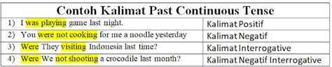 Contoh Kalimat Past Continuous Tense Positif Negatif Dan Interrogative