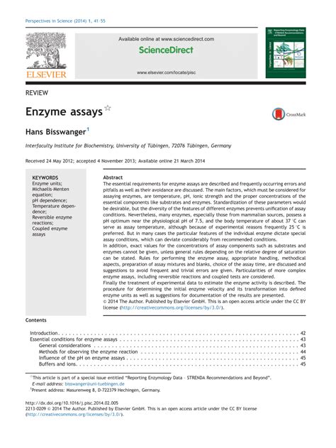 Pdf Enzyme Assays