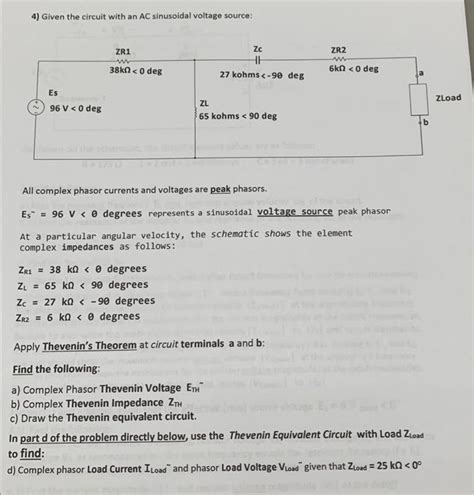 Solved Given The Circuit With An Ac Sinusoidal Voltage Chegg