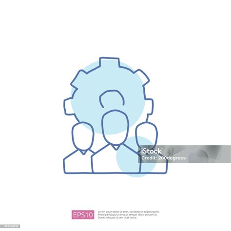 Icône De Doodle De Concept De Leadership Déquipe Avec Lhomme Et Le