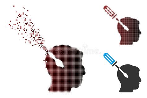 Dissolved Pixel Halftone Intellect Screwdriver Tuning Icon Stock Vector