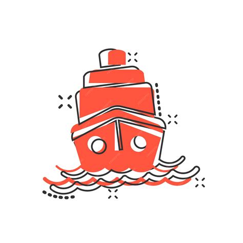 Icône De Signe De Croisière De Navire Dans Le Style Comique