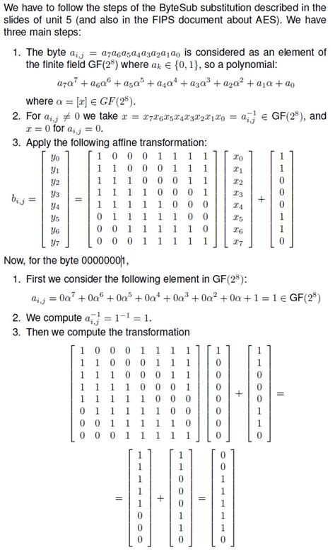apply the byte sub transformation of aes to