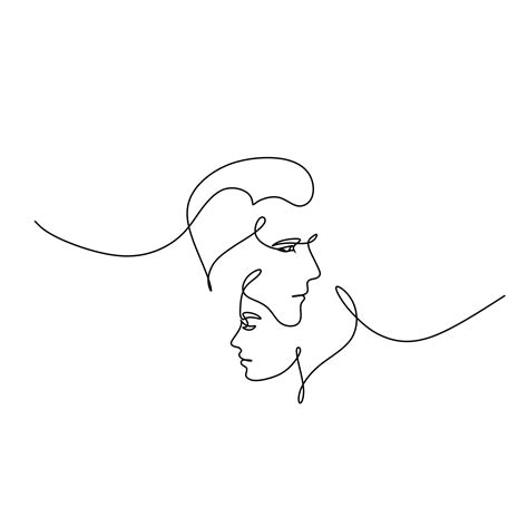 One Line Art Couple Line Art Men And Woman Minimal Face Vector