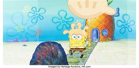 Spongebob Squarepants Rock Bottom Spongebob Production Cel With