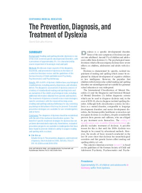 Pdf The Prevention Diagnosis And Treatment Of Dyslexia