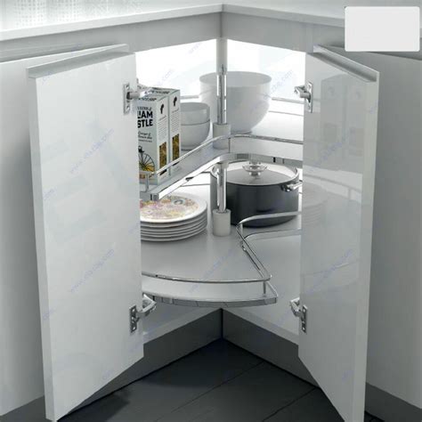 Въртящ 3 4 механизъм с ПЛЪТНИ дъна БЯЛ за ъглов шкаф Елаз Мебелен обков