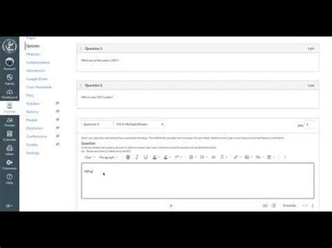 Canvas Tutorial Quizzes Fill In The Blank Multiple Fill In The