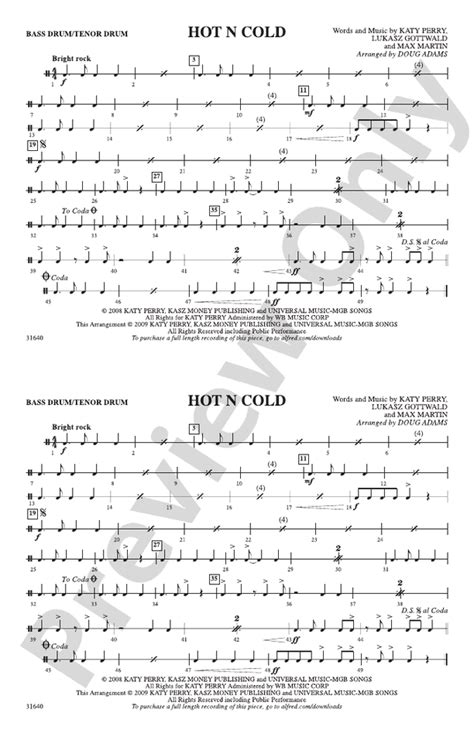 Hot N Cold Bass Drum Tenor Drum Bass Drum Tenor Drum Part Digital