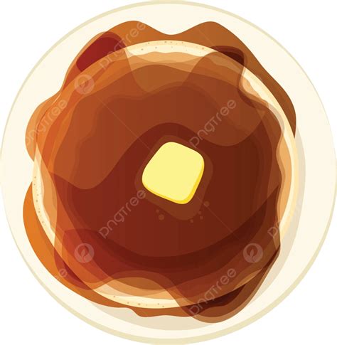 Pancake Plate With Syrup And Butter Syrup Butter Vector Vector Syrup