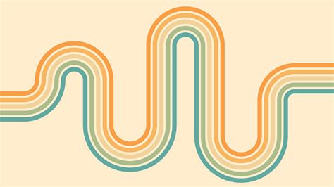 1970년대 히피 레트로 스타일의 무지개 그루비 물결 모양의 추상적인 배경 벡터 패턴은 천 섬유 랩 및 기타에 사용할 준비