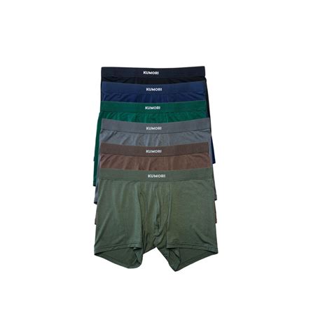 Mid Length Boxer Brief Dark Colors 6 Pack Kumori