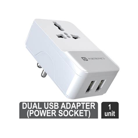 Portronics Adapto Iii Dual Multiport Charging Adapter 1 Ac Power Socket 3 4 Amp Total Output