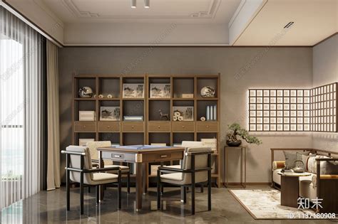 新中式棋牌室su模型下载【id1137180908】知末su模型网