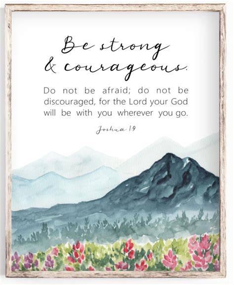 Joshua 1 9 Be Strong And Courageous Printable Bible Verse Etsy Canada