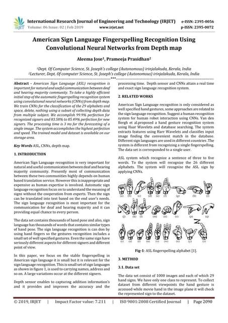 Irjet American Sign Language Fingerspelling Recognition Using