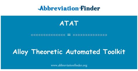 Atat 정의 합금 이론적 자동화 도구 키트 Alloy Theoretic Automated Toolkit