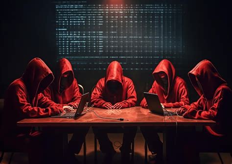Premium Ai Image Hackers With Hoodies Hacker Group Organization Or