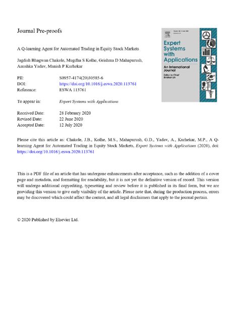 A Q Learning Agent For Automated Trading In Equity Stock Markets Anna