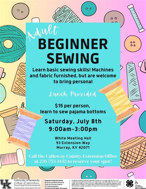 Adult Beginner Sewing Class Calloway County Extension Office
