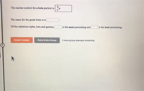 Solved The Nuclear Symbol For A Beta Particle The Name For