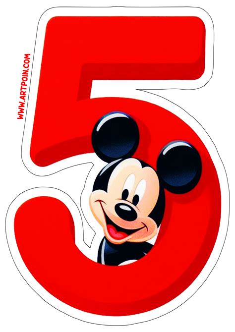 Mickey Mouse Número 5 Decoração De Aniversário Hora Da Festa Infantil Artigos De Papelaria