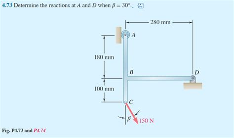 Solved 4 73 Determine The Reactions At A And D When B 30°