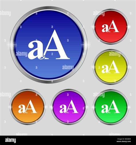 Enlarge Font AA Icon Sign Round Symbol On Bright Colourful Buttons